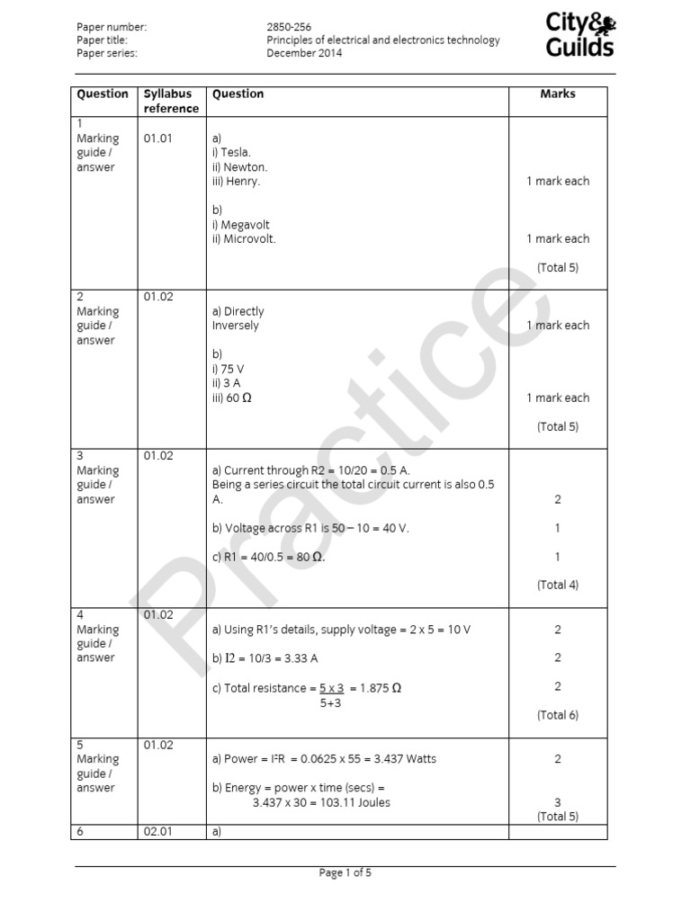 2850-256 Marking Scheme v1-PDF - Ashx | PDF | Electromagnetic Induction | Bipolar Junction ...