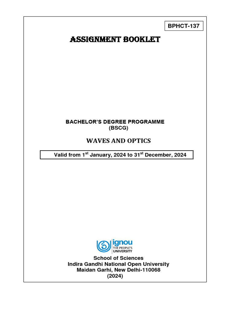 Tma, BPHCT-137 E, 2024 (03.01.2024) | PDF | Diffraction | Wavelength