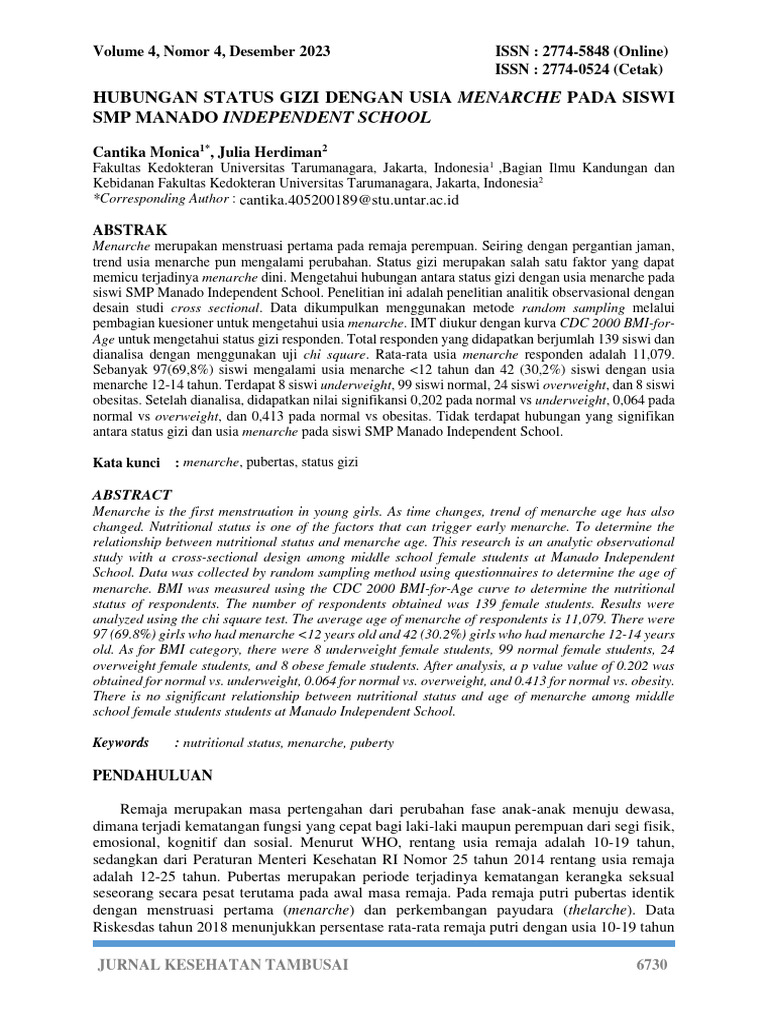 Gizi Dan Menarche | PDF | Pengembangan Diri | Kesehatan Holistik