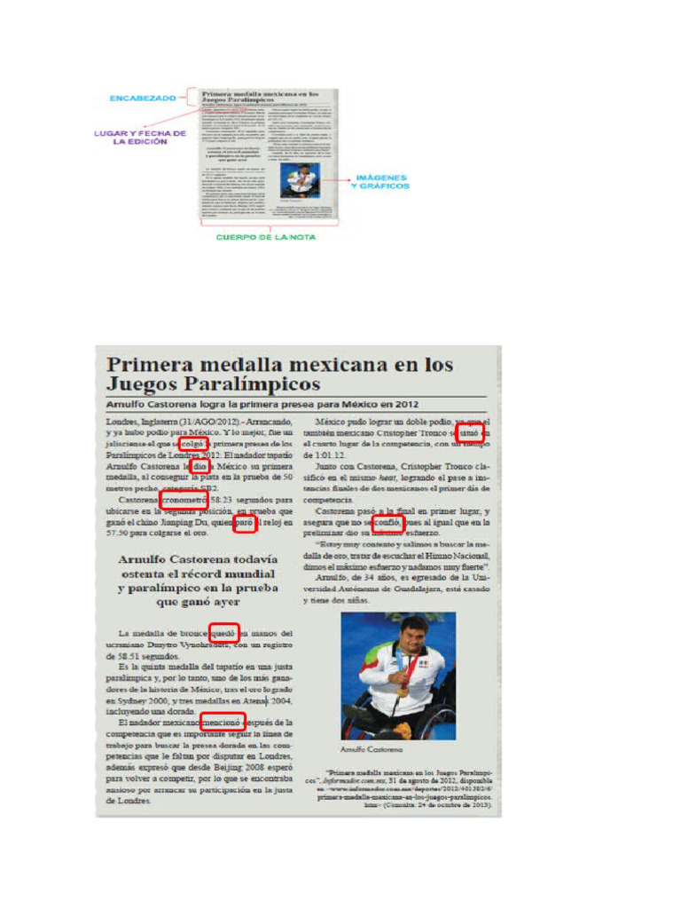 nota informativa Español 1o | PDF