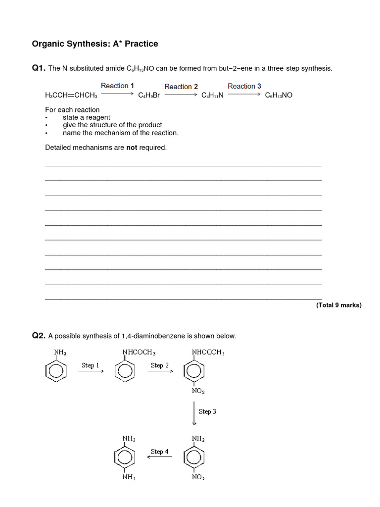 A star practice - Synthesis | PDF | Organic Synthesis | Chemical Reactions