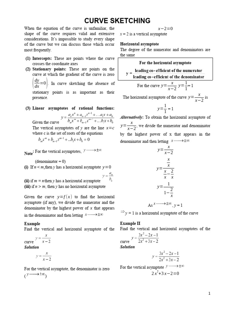 Chapt 12 - Curve Sketching-1 | PDF | Asymptote | Mathematical Concepts