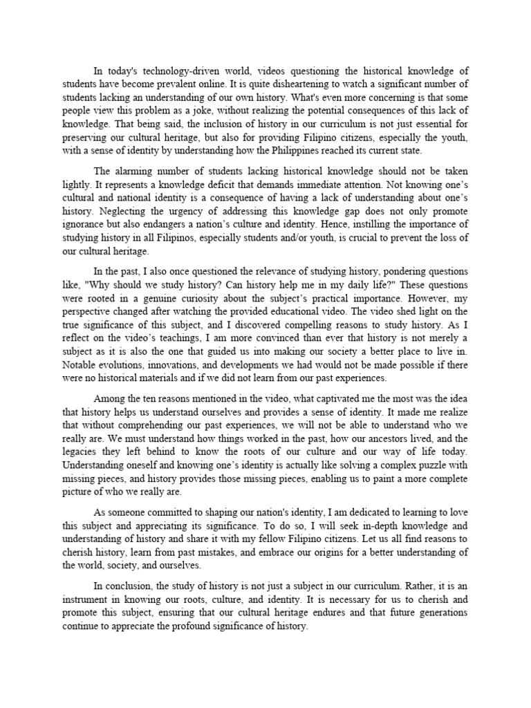 WHY HISTORY IS IMPORTANT | PDF | Knowledge | Identity (Social Science)