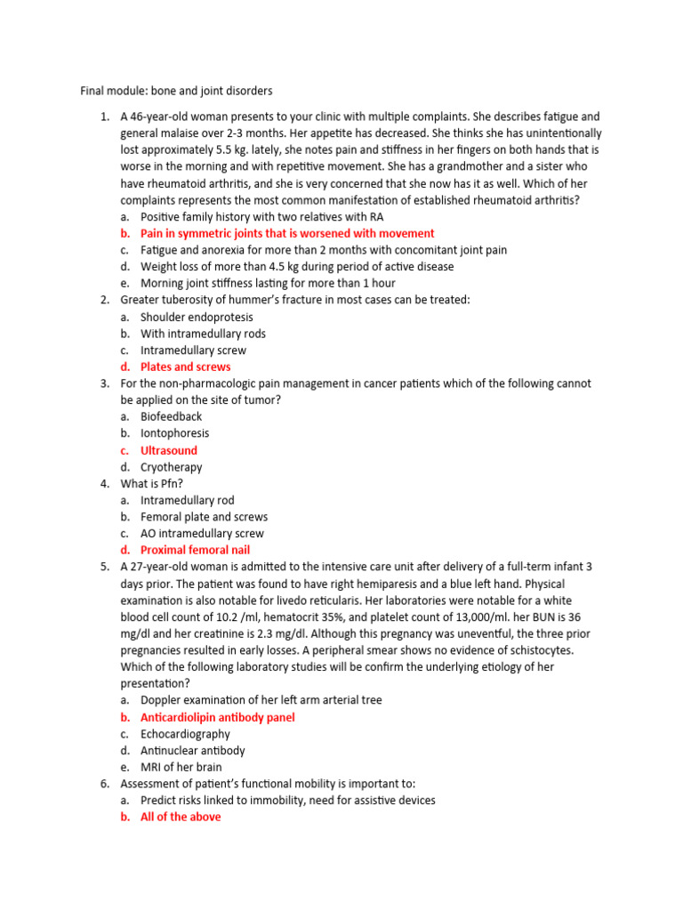 Bone and Joint Disorders Overview | PDF | Rheumatoid Arthritis | Arthritis