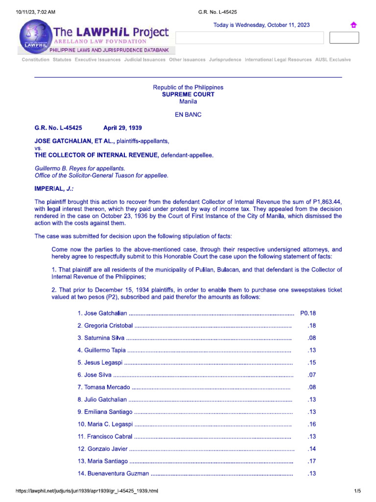 Gatchalian vs. CIR | PDF
