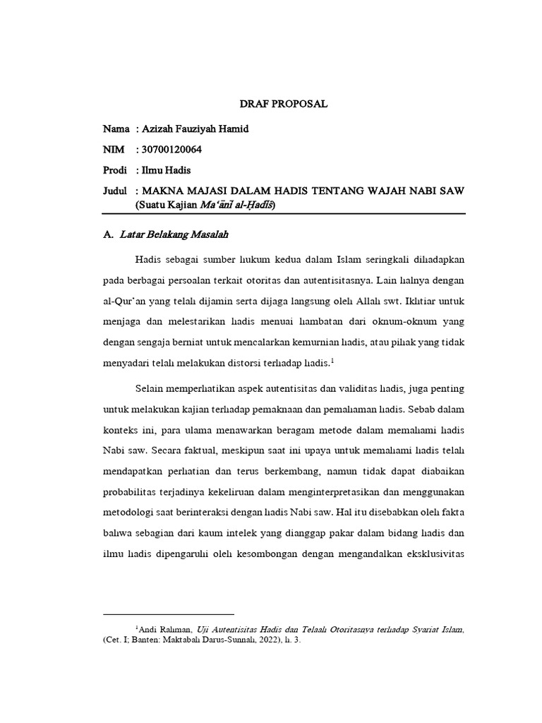 DRAF PROPOSAL - Azizah Fauziyah Hamid (New) | PDF