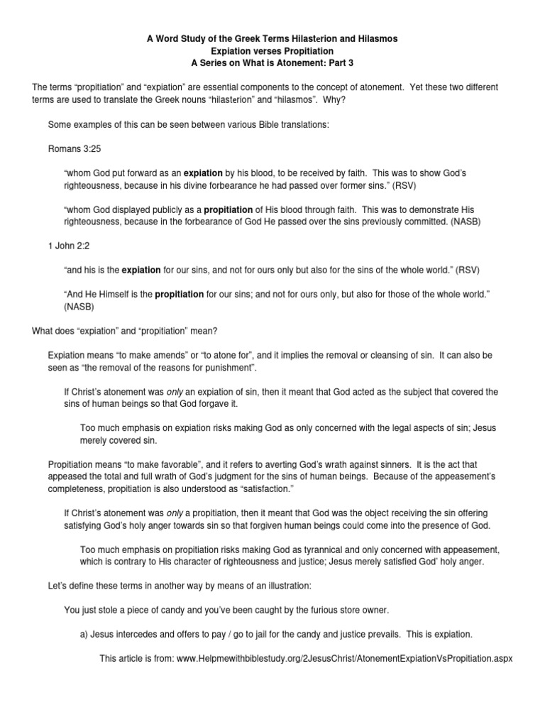 Atonement Expiation Vs Prop It I at I On | PDF | Sacrifice | Sin