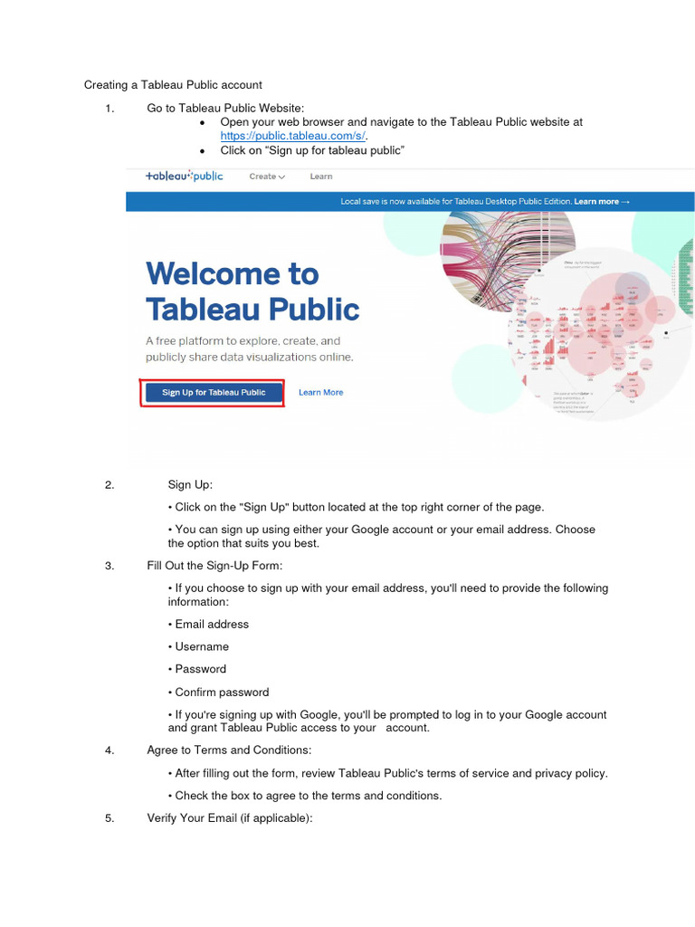 Creating A Tableau Public Account | PDF | Career & Growth | Computers