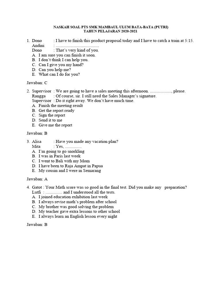 Naskah Soal PTS KLS Xii 2019-2020 | PDF | Computing