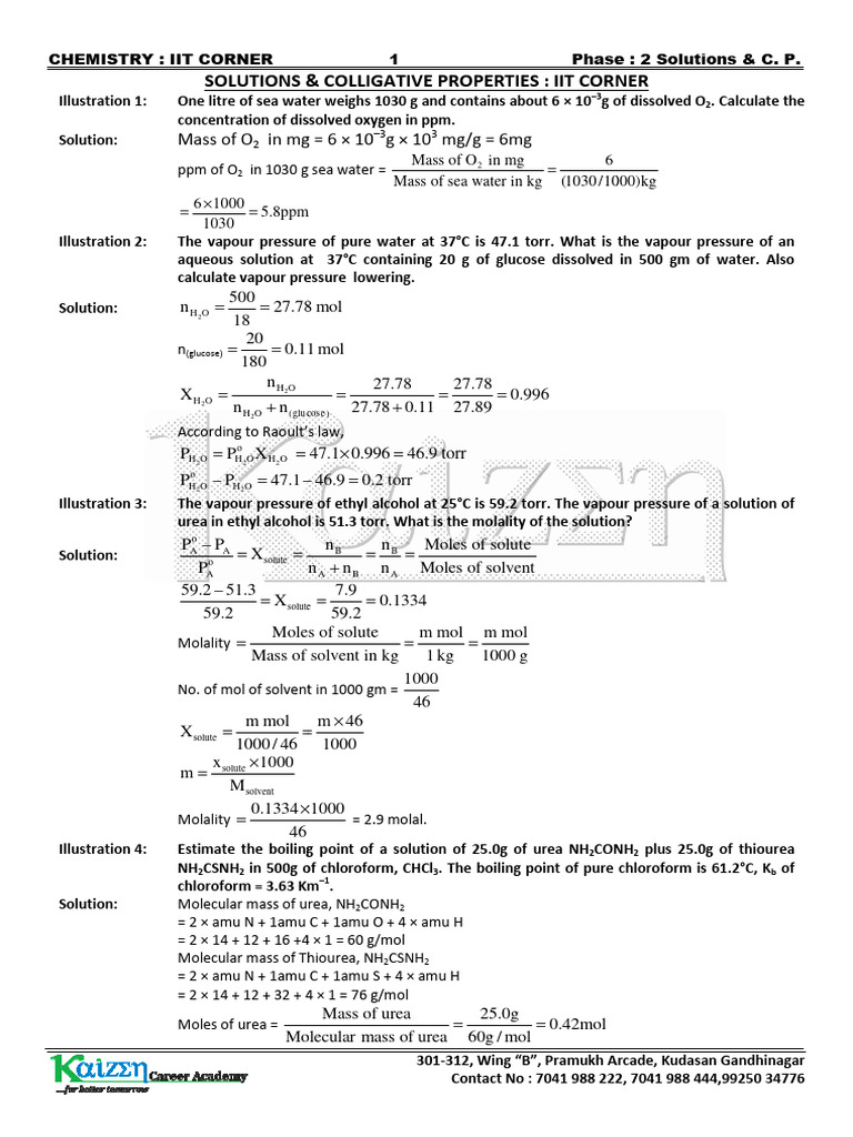 Phase 2 Unit 2 Solutions and Colligative Properties Eng Med IIT CORNER ...