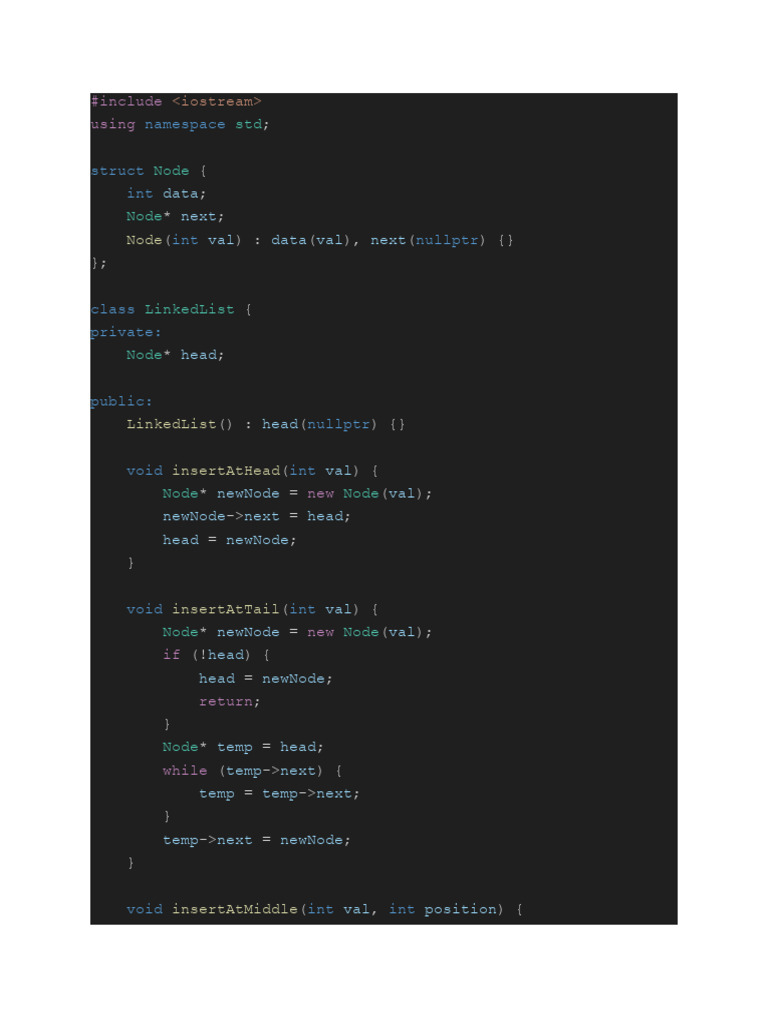 Linear Linked List - All Operations Included | PDF | Computer ...