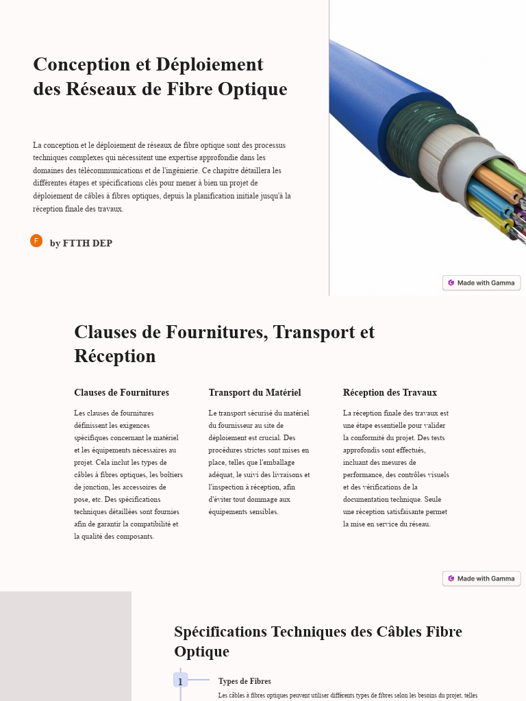 Conception Et Déploiement Des Réseaux de Fibre Optique: by FTTH Dep ...