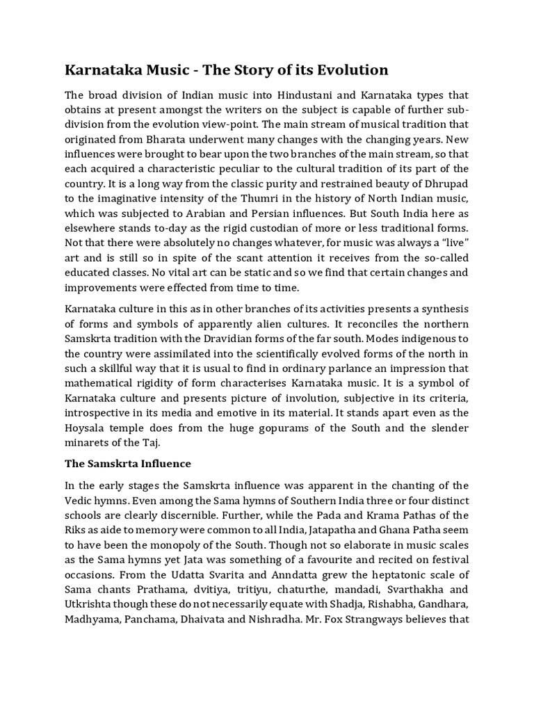 'Karnataka Music - The Story of Its Evolution' by S. Srikanta Sastri | PDF