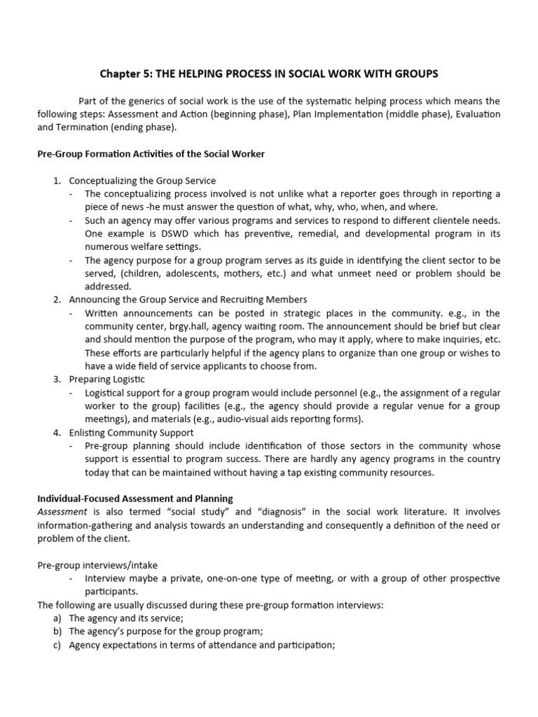 The Helping Process in Social Work With Groups | PDF | Social Work ...