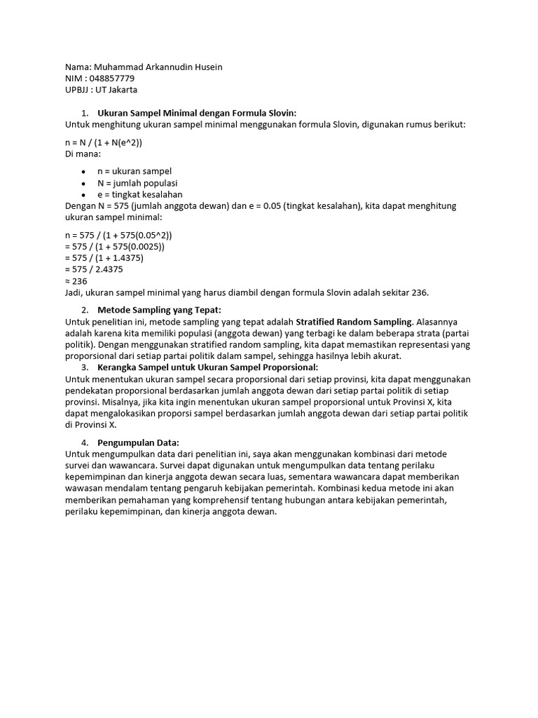 Kerangka Sampel Proporsional Dewan | PDF