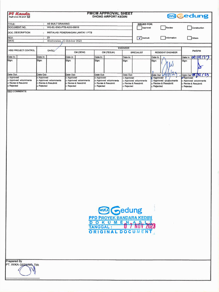 WG El Eng PTB Adg 00016 z0 A Instalasi Penerangan Lantai 1 PTB | PDF
