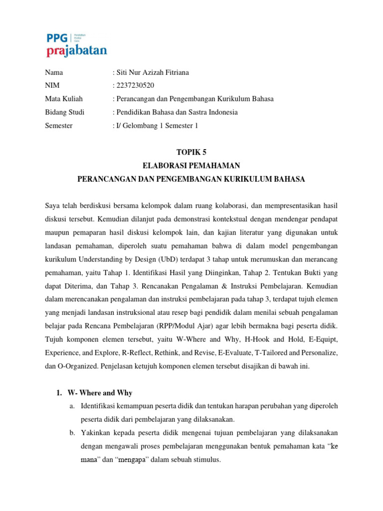 Topik 5 Elaborasi Pemahaman PPK - Siti Nur Azizah Fitriana | PDF