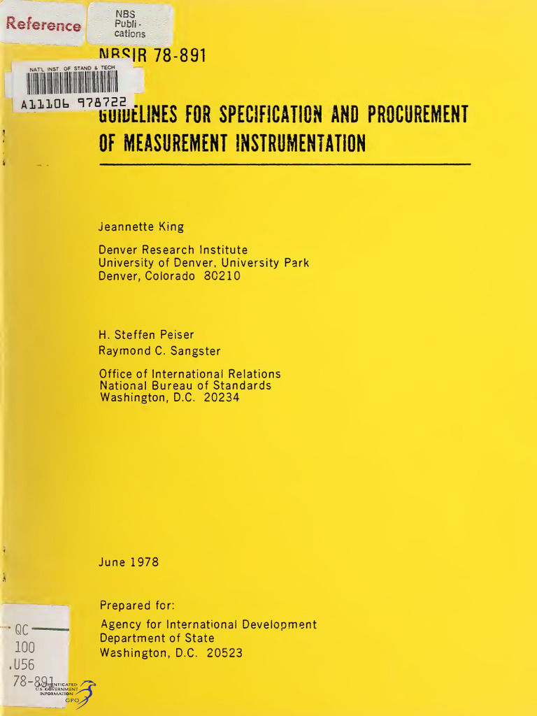 Guidelines for Measurement Instrument Procurement | PDF | Procurement ...