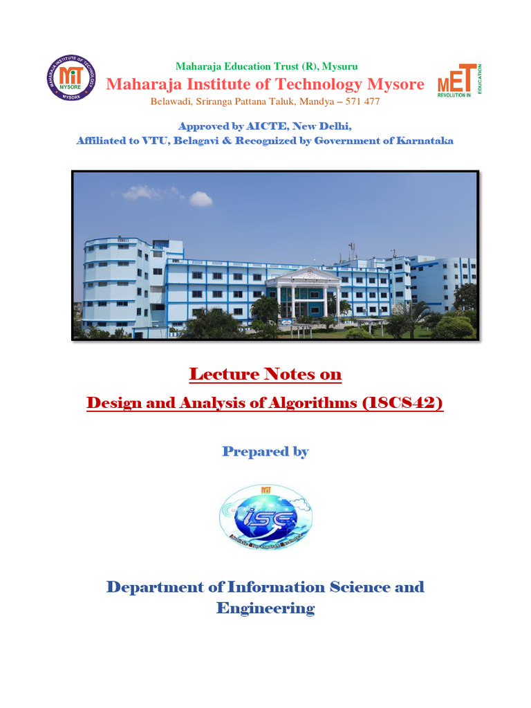 18CS42 - Design and Analysis of Algorithm | PDF | Computational Complexity Theory | Time Complexity