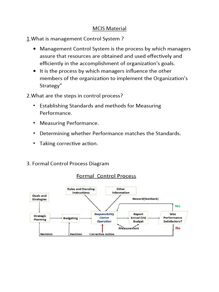 MCS Notes | PDF | Strategic Management | Goal