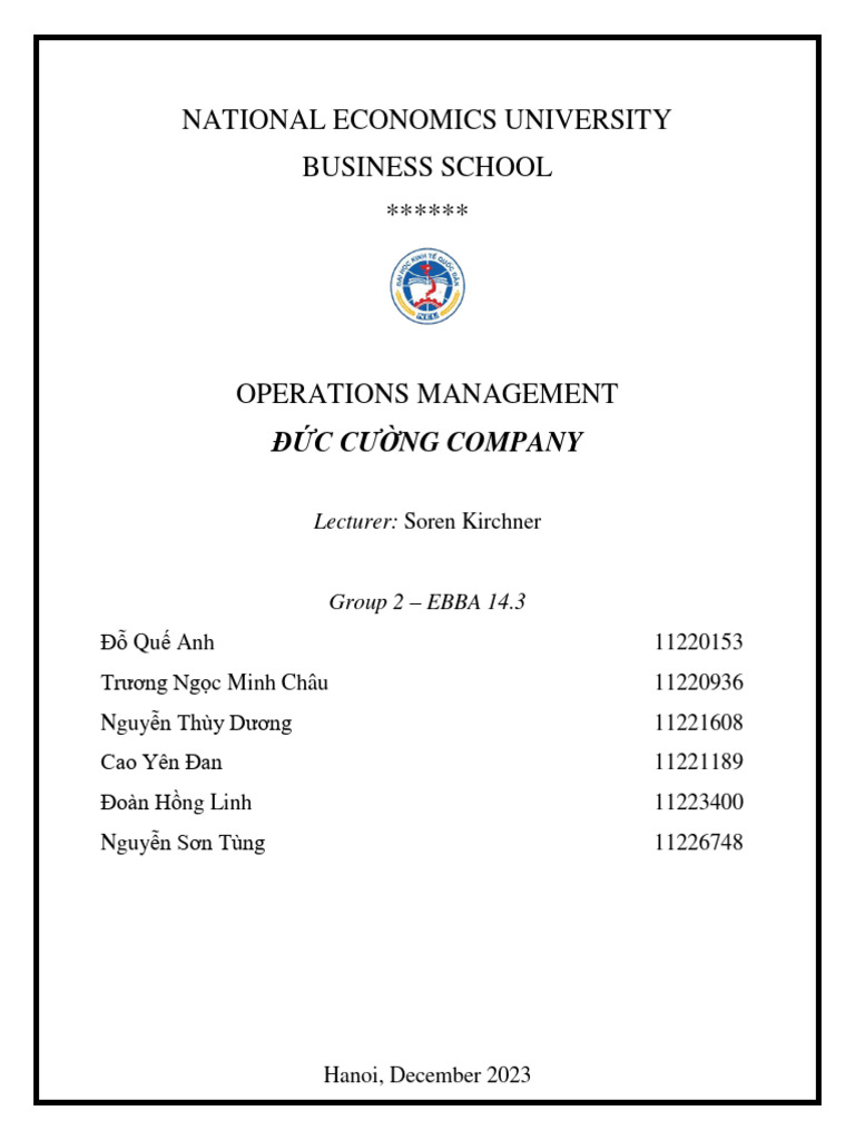 Operations Management at Duc Cuong Company | PDF | Rolling ...