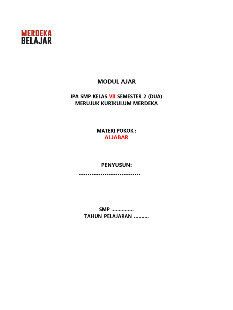 Modul Ajar Elemen Aljabar Matematika | PDF | Karier & Perkembangan | Sains & Matematika