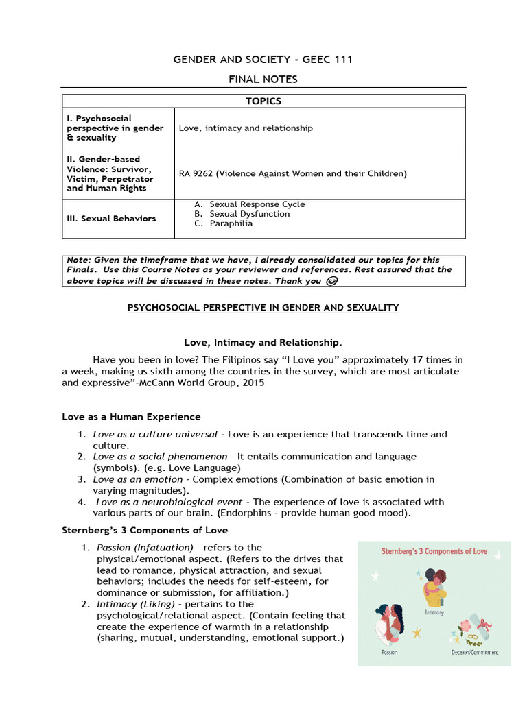 Gender and Society Notes | PDF | Human Sexuality | Orgasm