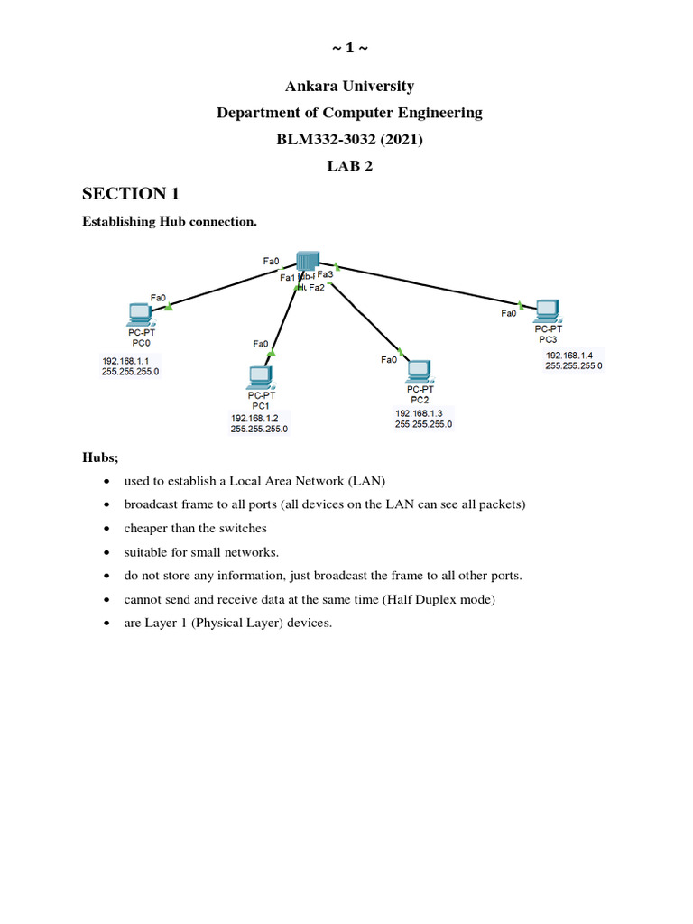 Establish Hub, Switch, Router Connection | PDF | Network Switch ...