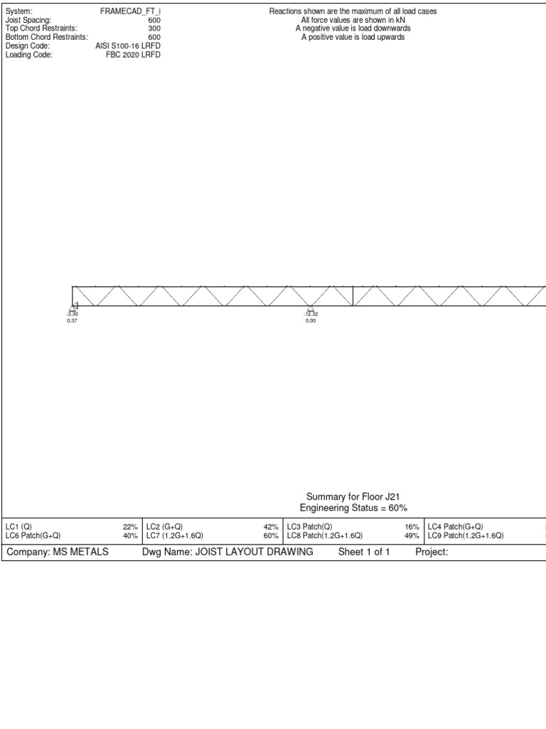 Joist Layout for Engineers | PDF | Truss | Bending