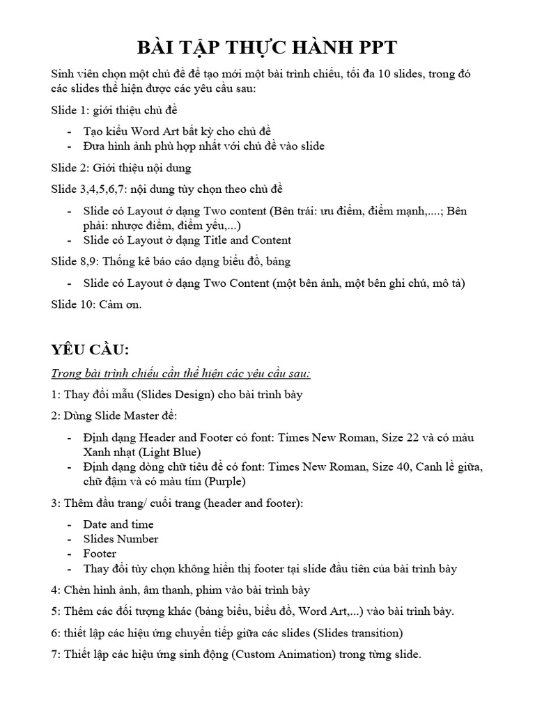 Yeu Cau Bai Thuc Hanh | PDF