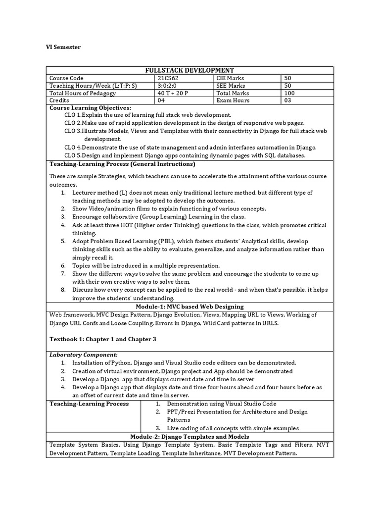 21CS62 | Download Free PDF | Model–View–Controller | Web Application