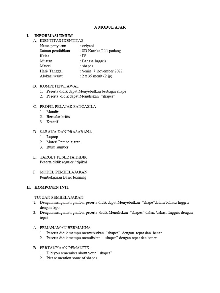 Modul Shapes Terbaru | PDF