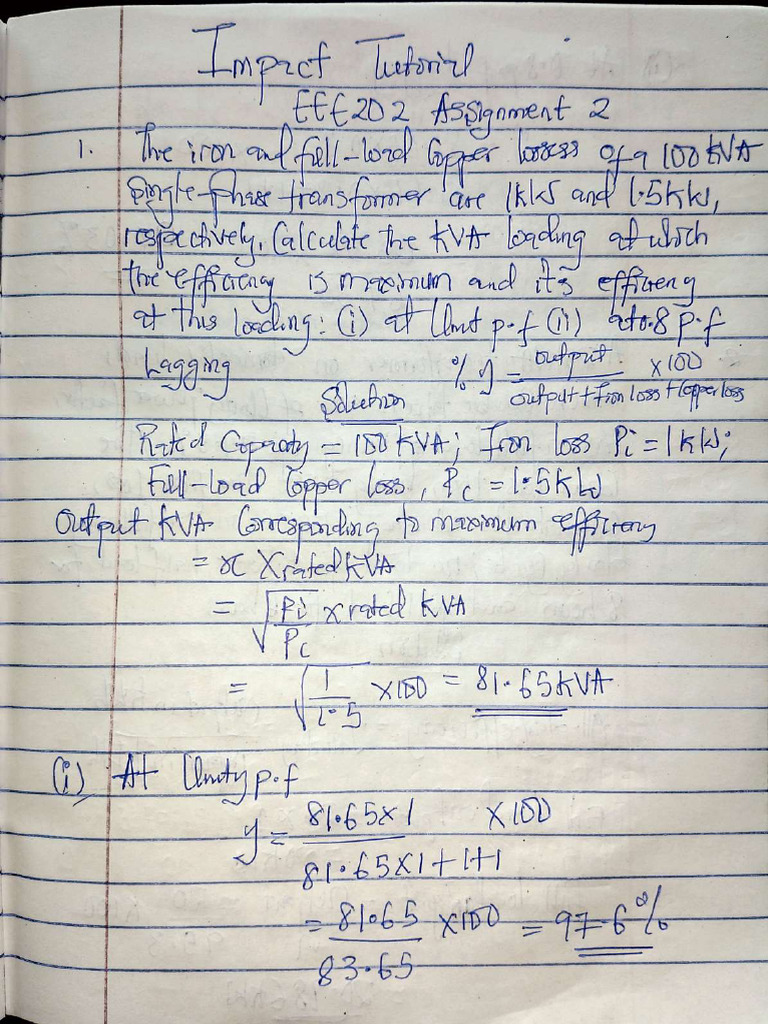 Electric Machine Solution EEE 202 Assignment 2 - Compressed | PDF