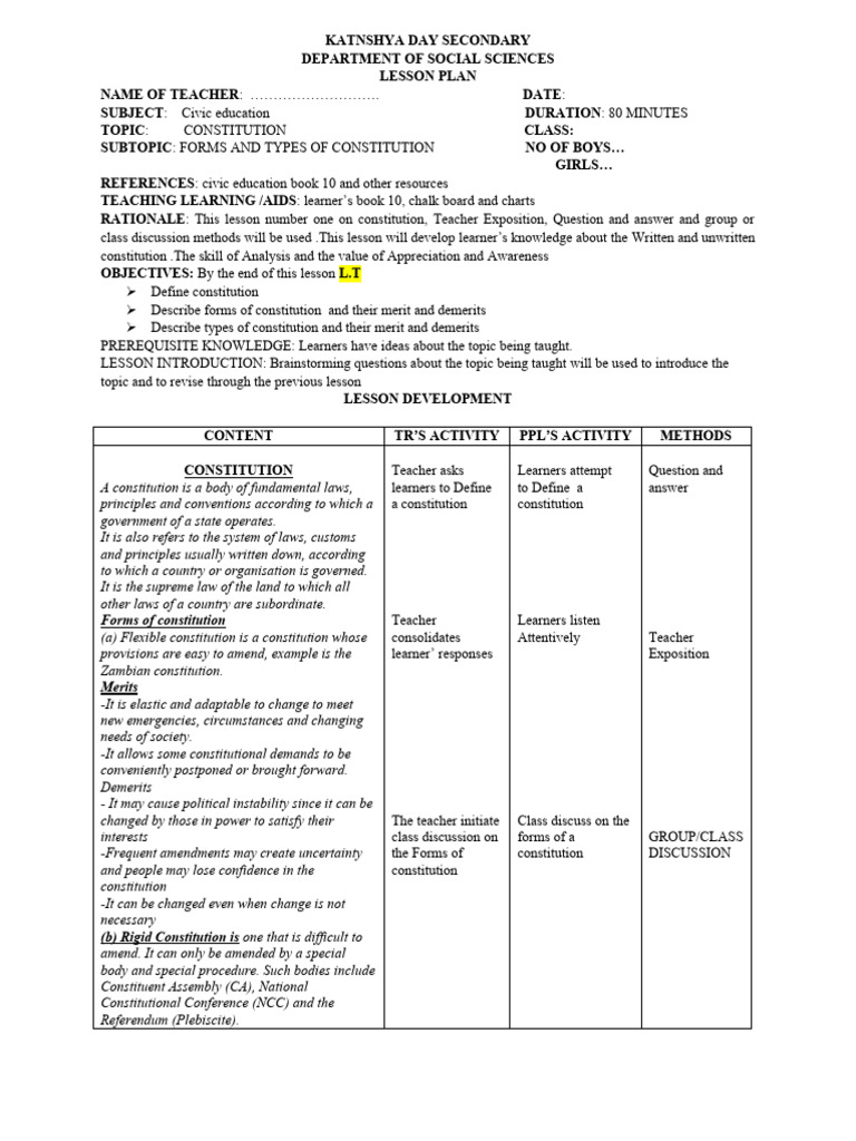 Cve 10 Lesson Plans | PDF | Citizenship | Teachers