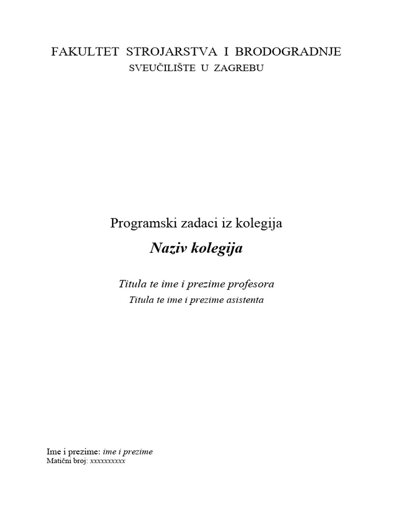 Podloga Za Pisanje Programskih Zadataka | PDF