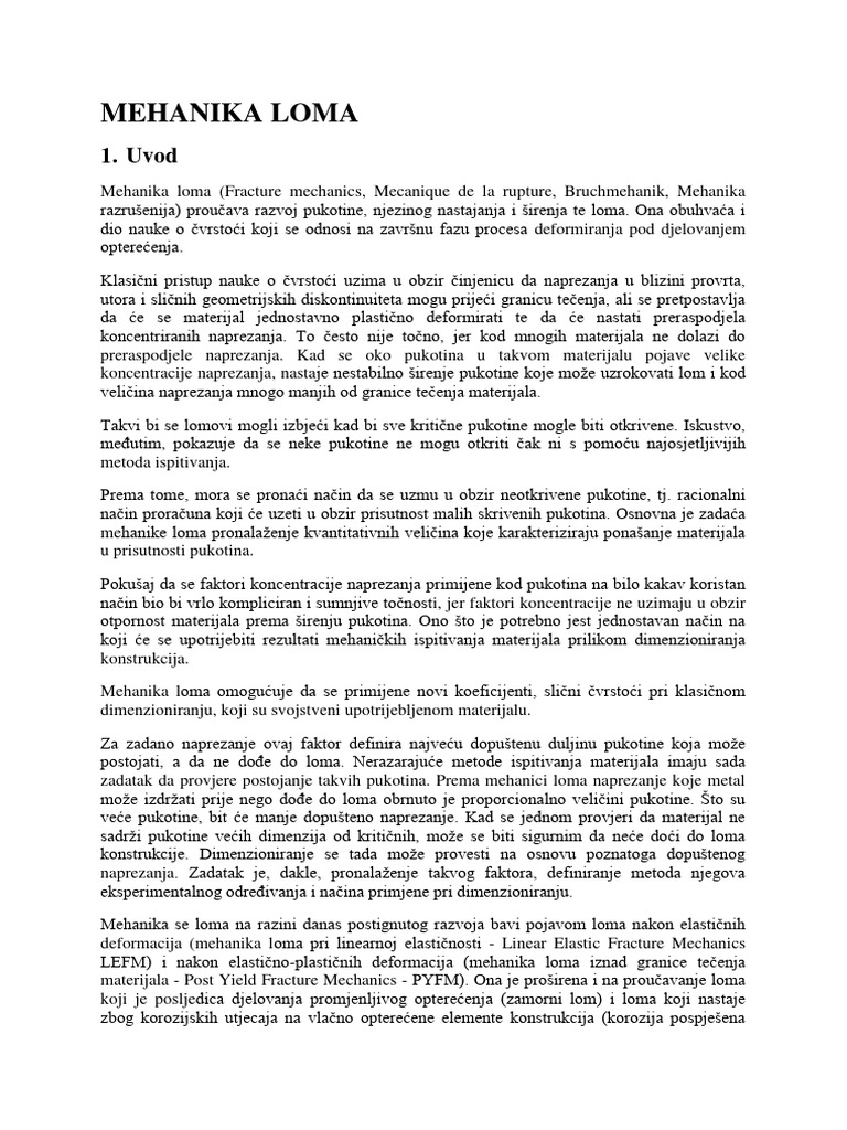 Mehanika Loma I Fotogrametrija | PDF