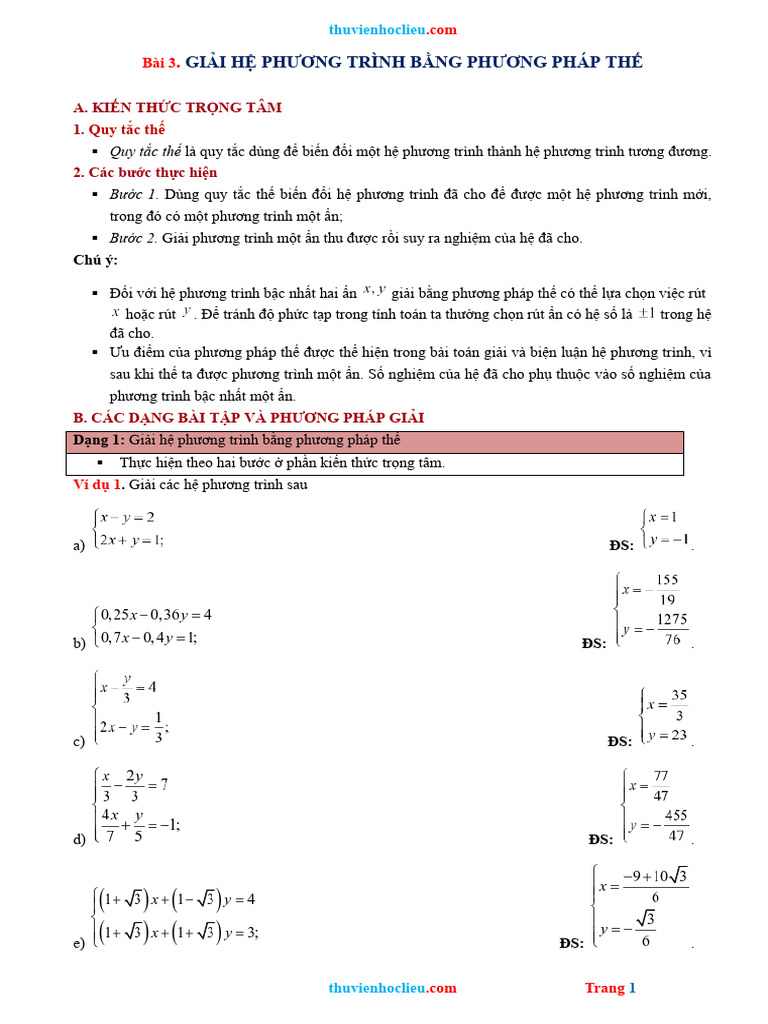 PP Giai Toan 9 GIAI HE PHUONG TRINH BANG PHUONG PHAP THE | PDF