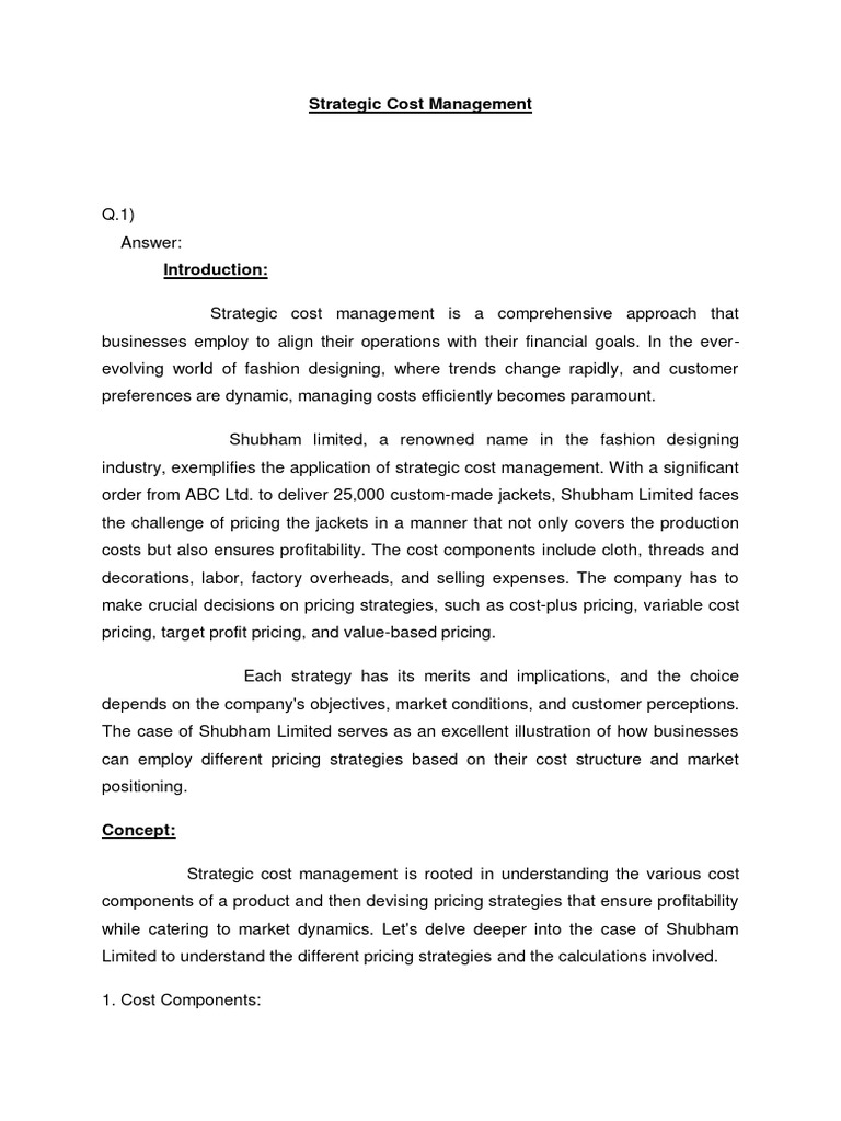 Strategic Cost Management | PDF | Pricing | Cost Accounting