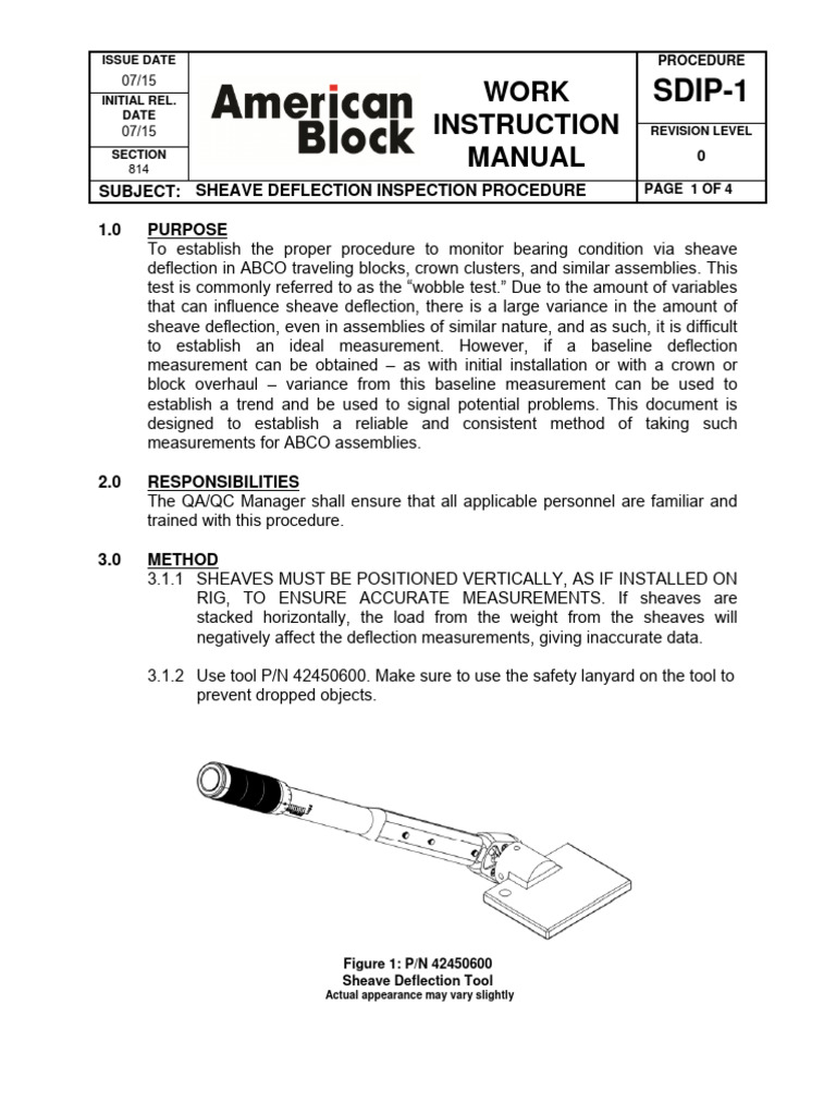 Sheave Deflection Ins Procedure | PDF | Torque