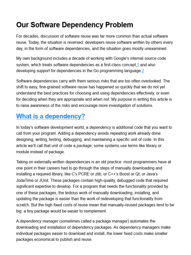 (x) Our Software Dependency Problem | PDF | Software Bug | Source Code (x) Our Software Dependency Problem | PDF | Software Bug | Source Code