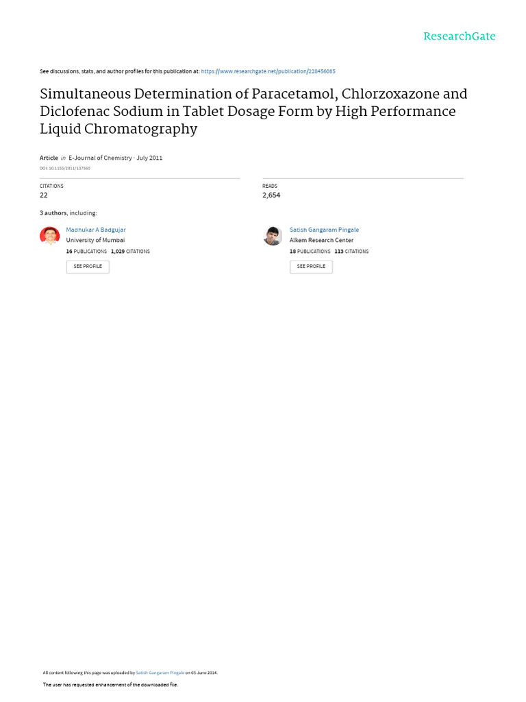 Simultaneous Determination Of Paracetamol Chlorzox Download Free Pdf Detection Limit High