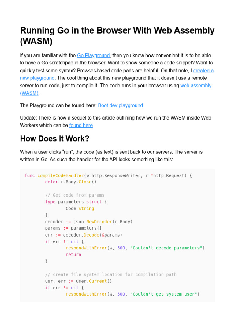 (X) Running Go in The Browser With Web Assembly (WASM) | PDF | Computer Science | Computing