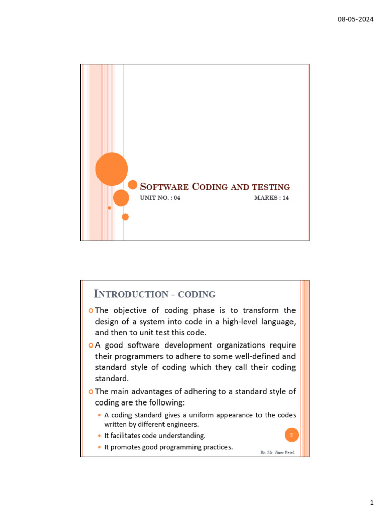 Unit 4 Software Coding And Testing Pdf Software Testing Software Release Life Cycle