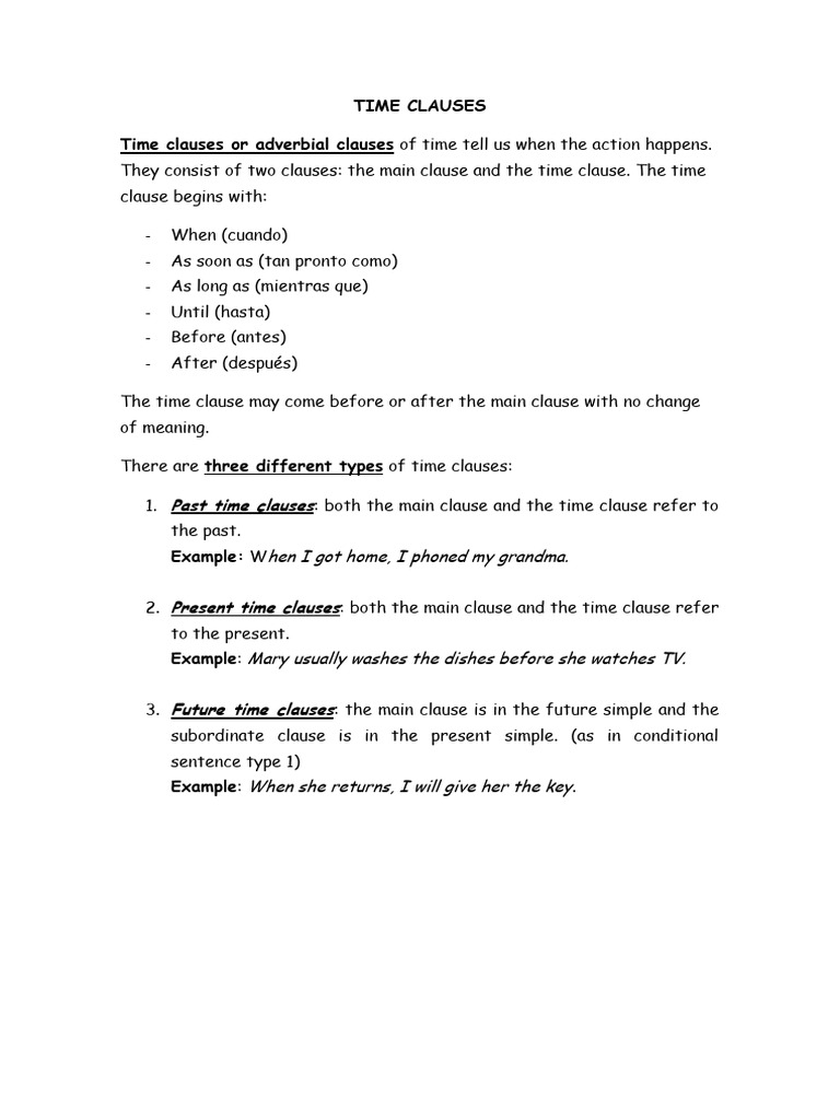 Understanding Time and Wish Clauses | PDF