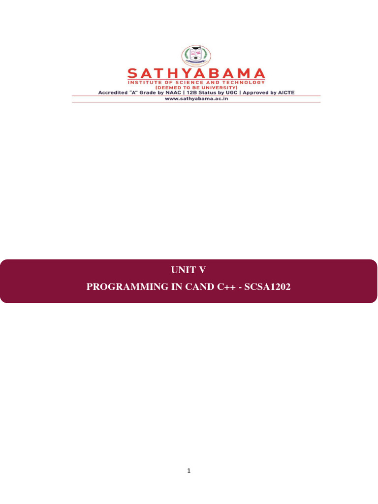 Programming in C and C++ - Unit V | PDF | C++ | Pointer (Computer ... Programming in C and C++ - Unit V | PDF | C++ | Pointer (Computer ...