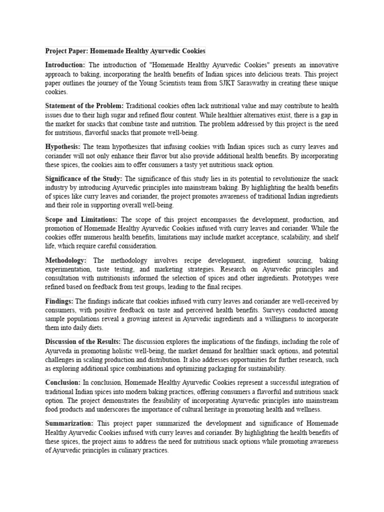 Project Paper | PDF | Ayurveda | Diet (Nutrition)