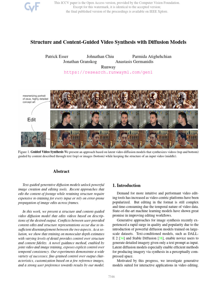 Esser Structure and Content-Guided Video Synthesis With Diffusion Models ICCV 2023 Paper | PDF ...
