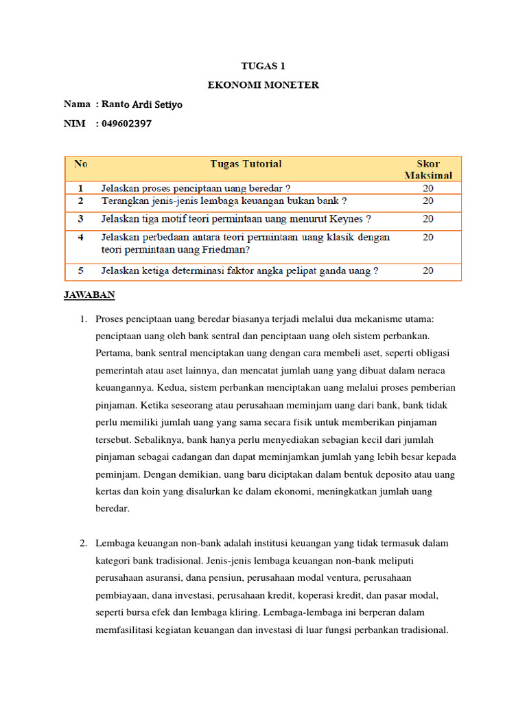 TUGAS1 ESPA4227 Tiyo | PDF