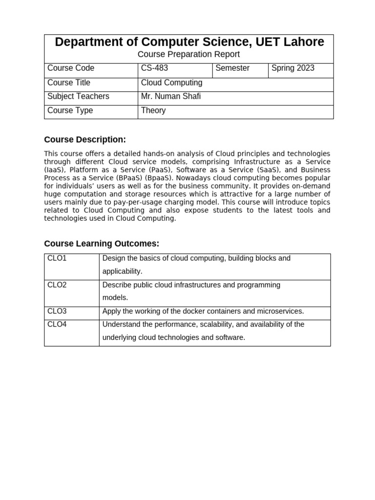 Cloud Computing Outline Uet | PDF | Cloud Computing | Software As A Service
