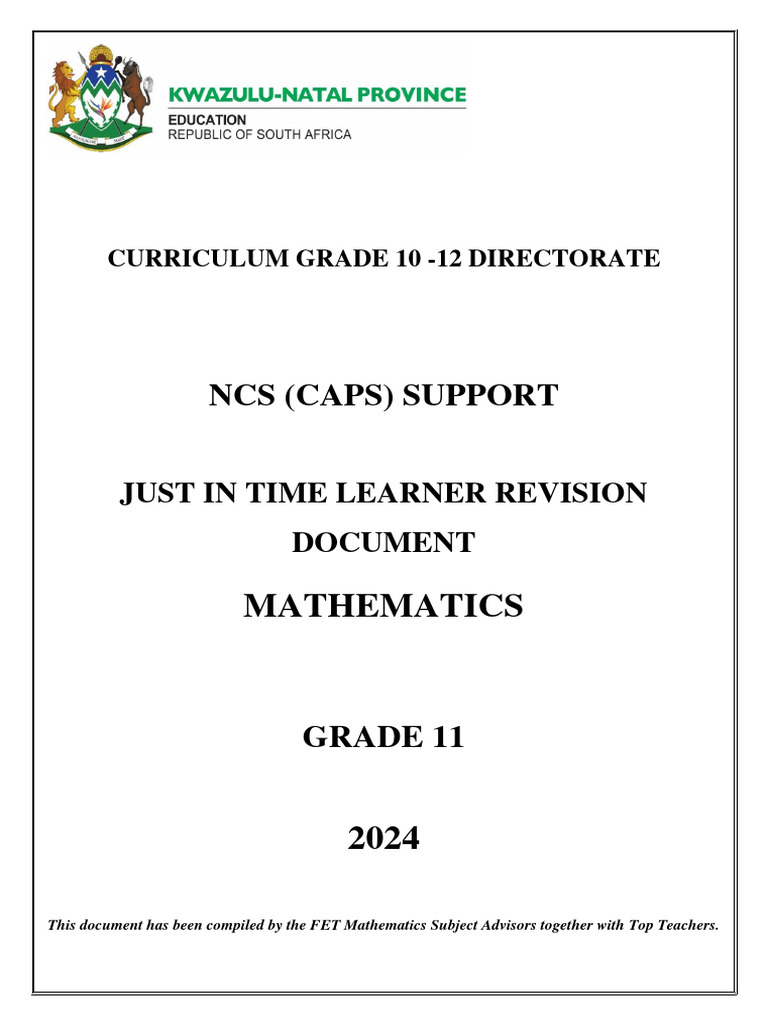 GR 11 - Math Revision Document - 2024 | PDF | Equations | Cartesian ...